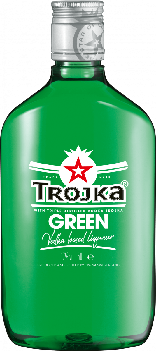 Trojka Vodka Liqueur Green – Grüner Vodka-Likör 50cl PET