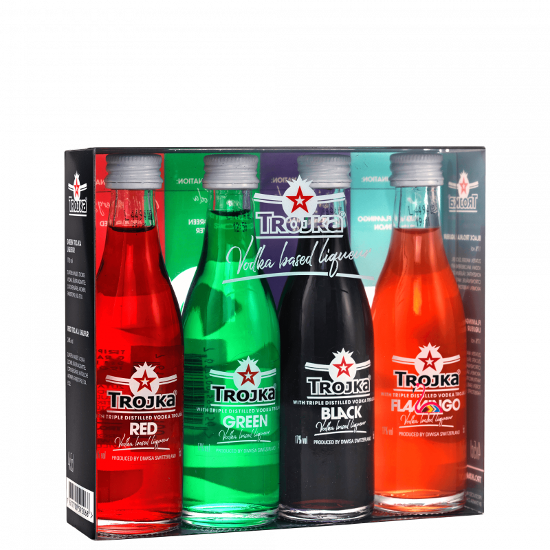 Trojka Red Vodka Likör mit personalisierter Etikette - drinkdirect.ch